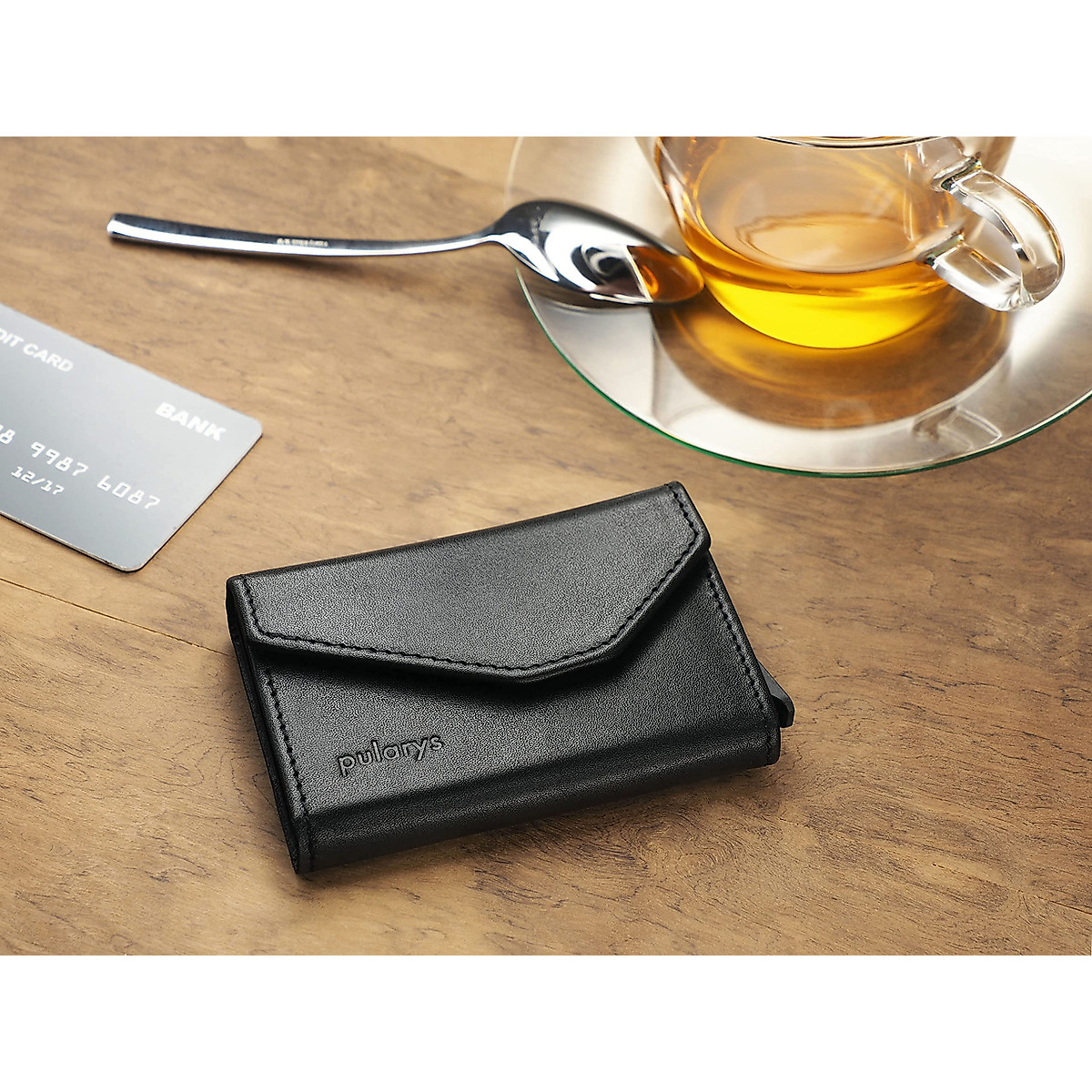 PULARYS Mini Wallet RAVEN - Multifunckion Credit Card Case - Italian Leather - RFID blocking - Size: 6.5 x 10 x 2.5 cm - Space for up to 7 Cards - Classic Design