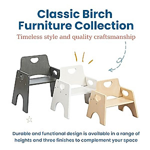 ECR4Kids Stackable Wooden Toddler Chair, 8in, Kids Furniture, Natural, 2-Pack