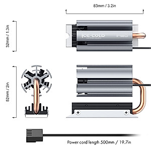 ineo M.2 2280 PCIe 5 SSD Rocket Heatsink Built with PWM Cooling Fan [M9]