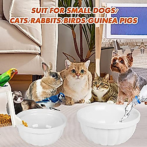 YECERCAN Dog Kennel Water Bowl, 2 Pack Ceramic Hanging Dog Crate Water Bowls No Spill, Removable Thick Tilted Cat Food/Water Bowls for Small Dogs, Cats, Rabbit, Guinea Pigs(5.7 * 2.4&4.7 * 2”)