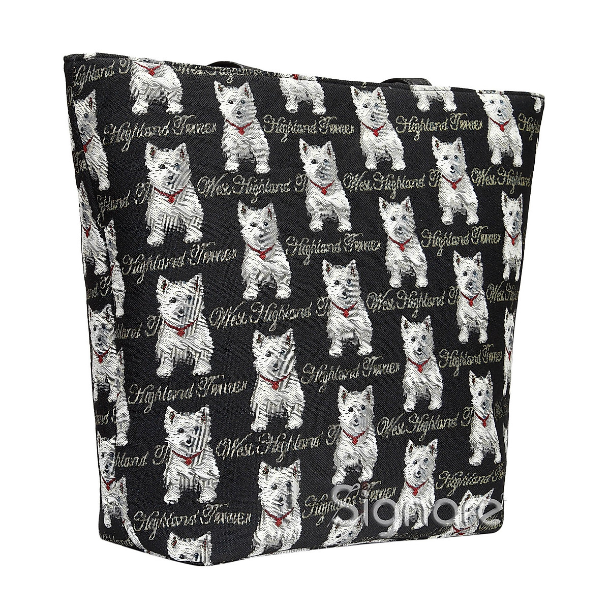 Signare Tapestry Shoulder Bag Tote Bag for Women with Black & White Westie Dog Design (SHOU-WES)