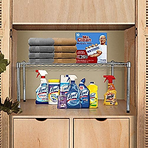 Simple Deluxe Heavy Duty 1-Shelf Shelving, Adjustable Storage Units, Steel Organizer Wire Rack, 29.92" W x 13.78" D x 14.96" H, Chrome,2-Pack