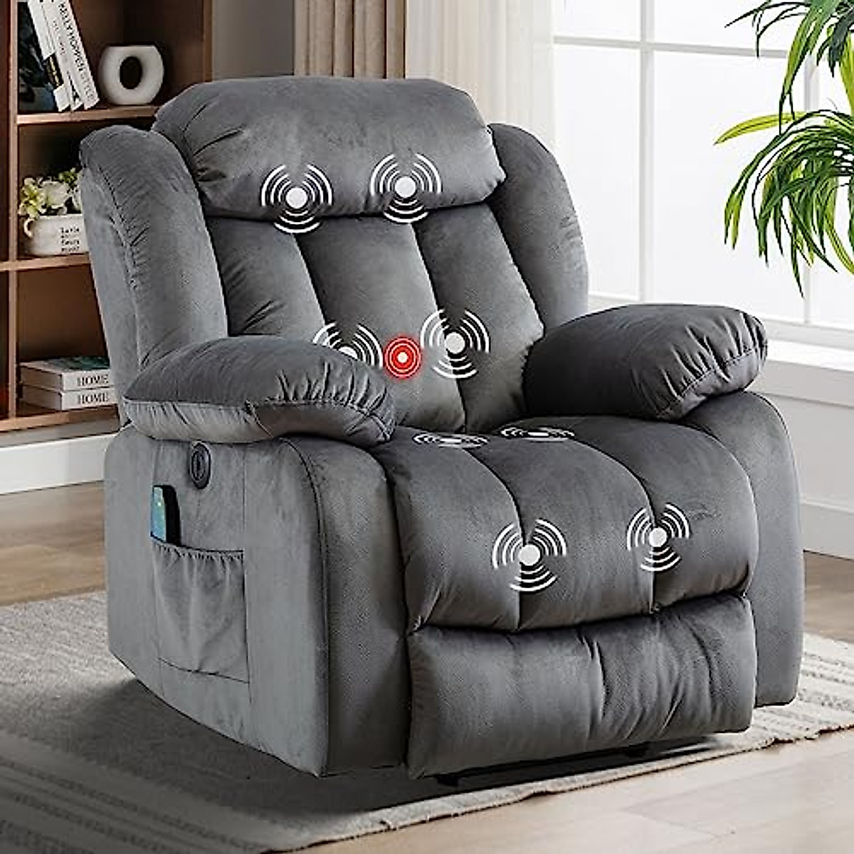 Phoenix Home Overstuffed Power Lift Recliner, Light Grey