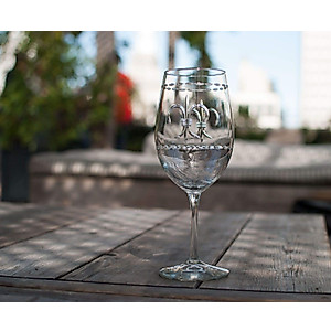 Rolf Glass Fleur De Lis All Purpose Wine Glass 18 Ounce | Set of 4 Large Wine Glasses | Lead-Free Crystal Glass | Engraved Large Wine Glasses | Made in the USA