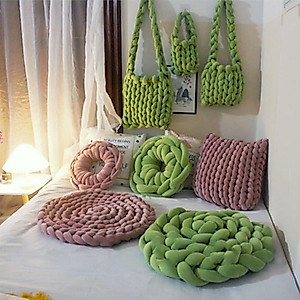 Yarn Cotton Thick Chunky Wool Tube 1KG Velvet Super Bulky Hand Knitting Crochet Soft Yarn Bulky Arm Roving Yarn Accessories (Color : Navy Blue)