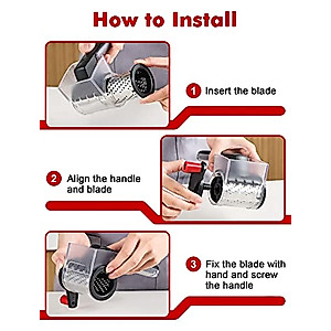 Rotary Cheese Grater, Handheld Cheese Grater for Kitchen, Dishwasher Safe Parmesan Cheese Grater with Stainless Steel Blade for Cheese, Nuts, Chocolate and More, Black