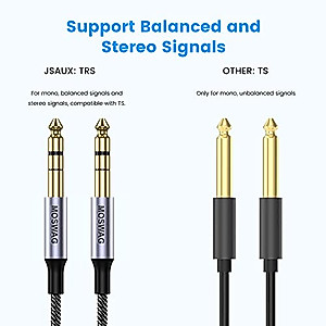 MOSWAG 1/4 TRS Audio Cable 3.28ft/1M, 1/4" 6.35mm TRS to 1/4" 6.35mm TRS Balanced Interconnect Cable Nylon Braid Compatible with Electric Guitar, Bass Guitar,Mixing
