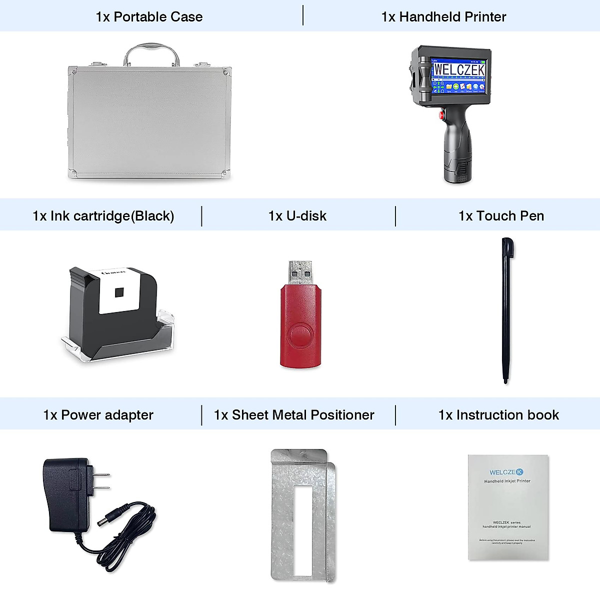 WELCZEK TIJ254 Portable Handheld Inkjet Printer 1 Inch Handheld Printer Quick Drying Injet Coding Machine for Barcode Date Logo QR Code Batch Number (Print Height 0.08-1 Inch)