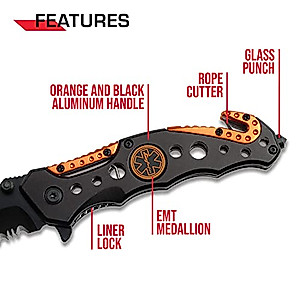 NDZ Performance TAC-Force Spring Assisted Opening EMT EMS Orange Rescue Folding Pocket Knife New