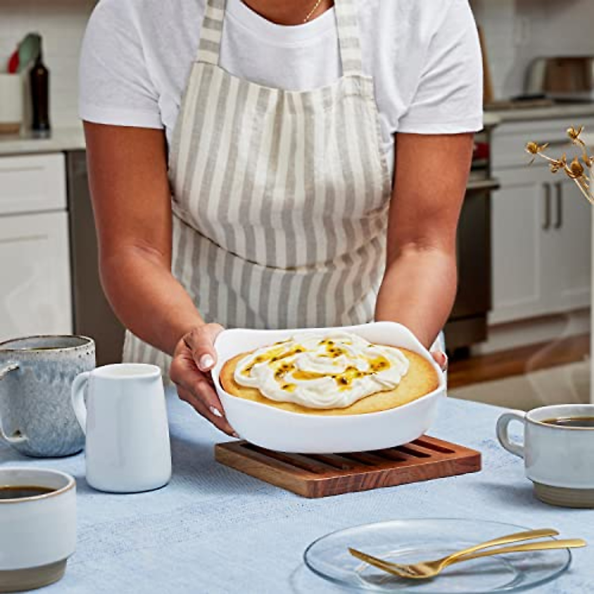 Rubbermaid Glass Baking Dishes for Oven, Casserole Dish Bakeware, DuraLite 3-Piece Set, White (No Lids)