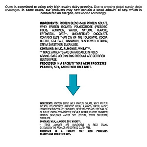 Quest Nutrition Oatmeal Chocolate Chip Protein Bars, 20g Protein, 1g Sugar, 5g Net Carb, Gluten Free, Keto Friendly, 12 Count