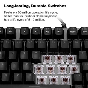 VELOCIFIRE Tenkeyless Mechanical Keyboard Mini, 78-Key Compact Ergonomic, Outemu Brown Switches Backlit and Double-Shot ABS Keycaps for Copywriter, Typist and Programmer