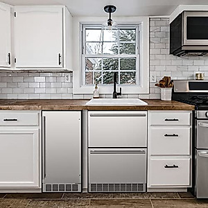 24 Inch Outdoor Drawer Fridge, Under Counter Double Drawer Beverage Refrigerator, 4.9 Cu.Ft. Weather Proof IPX4 Stainless Steel Auto Defrost 34-65℉ Built-in Fridge, ETL & DOE Approved