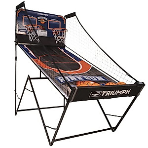 Triumph Sports Run n Gun Arcade Basketball Shootout Game Fully and Semi Assembled Out of The Box Fold Out and Play! Folds 100% Flat for Complete Storage Fully Portable, Play Inside or Outside