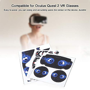 Mxzzand Durable, VR Glasses Protective Sticker, Stickers and Wiping Cloth, Ultra‑Thin, Scrapesproof, VR Headset Stickers, Wearproof,for Oculus Quest 2(Blue Flame Football)