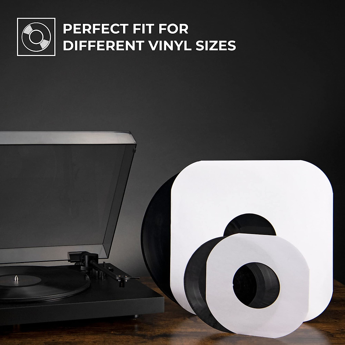 Big Fudge 25x Vinyl Record Inner Sleeves - Round Corners for 12" Records - Vinyl Record Sleeves in Heavyweight & Acid Free Paper - Protective LP Album Cover - White