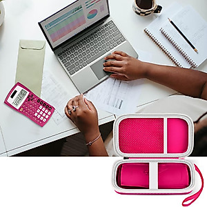 Case Only Compatible with Texas Instruments TI-30XIIS Scientific Calculator, Travel Office Calculators Storage Holder Bag with Extra Mesh Pocket for Pens, USB Cables and Accessories - Red