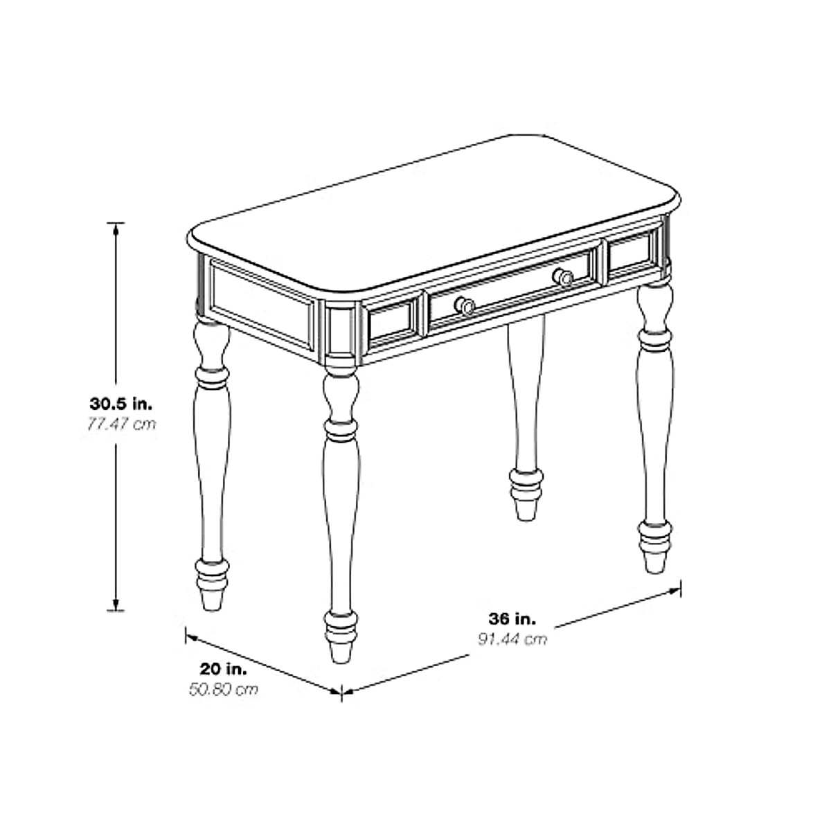 OSP Home Furnishings Country Meadows 36 Inch Writing Desk with Drawer, Plantation Grey
