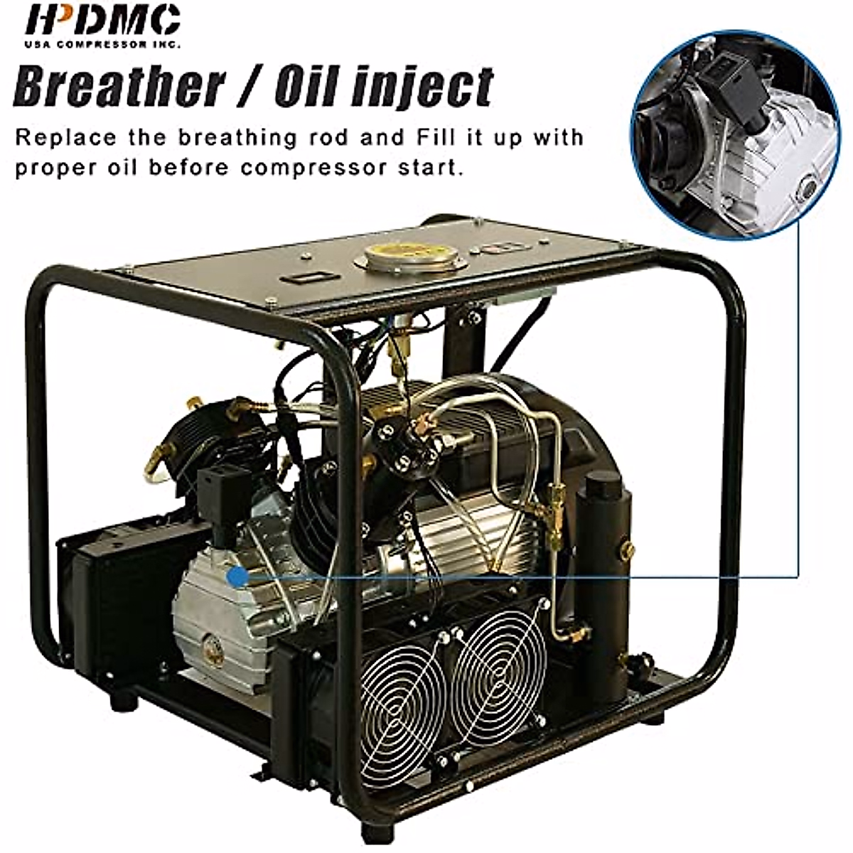 HPDMC High Pressure Air Compressor 110V - 2.2KW / 3HP - 2.1CFM @ 4500psi PCP Paintball Fill Station & Charging System, an Oil Water Separator for Free