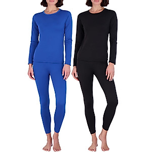 2 Pack: Womens Thermal Underwear Set Thermal Underwear for Women Fleece Lined Legging Long Johns Skiing Warm Apparel - Set 7, M