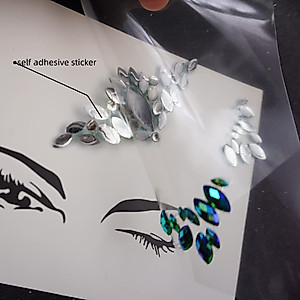 Green Face Jewels Stick On Halloween Face Gems Sticker for Makeup Face Rhinestones Self Adhesive Face Glitter Face Jewelry Festival Party DIY Eye Tattoo Stickers Halloween Makeup (Emerald Ab/SR17)