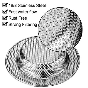 Kitchen Sink Strainer, 2-Pack Sink Strainer Basket with Handle, 4.5" Diameter, Stainless Steel, Rust Free and Dishwasher Safe