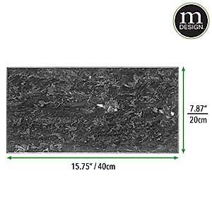 mDesign Medium Slab Stone Kitchen Countertop Pastry Cutting Board, Serving Tray for Bread, Breakfast, Snacks, Cheese, Pizza, Appetizers - Use for Chopping, Cooking, Baking, Cooling - Black/Marble