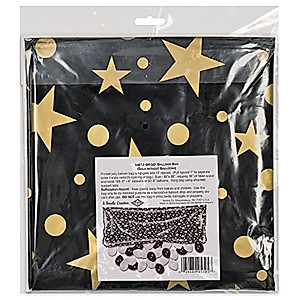 Beistle Black and Gold Plastic 1 Pc, Black & Gold Stars Balloon Bag