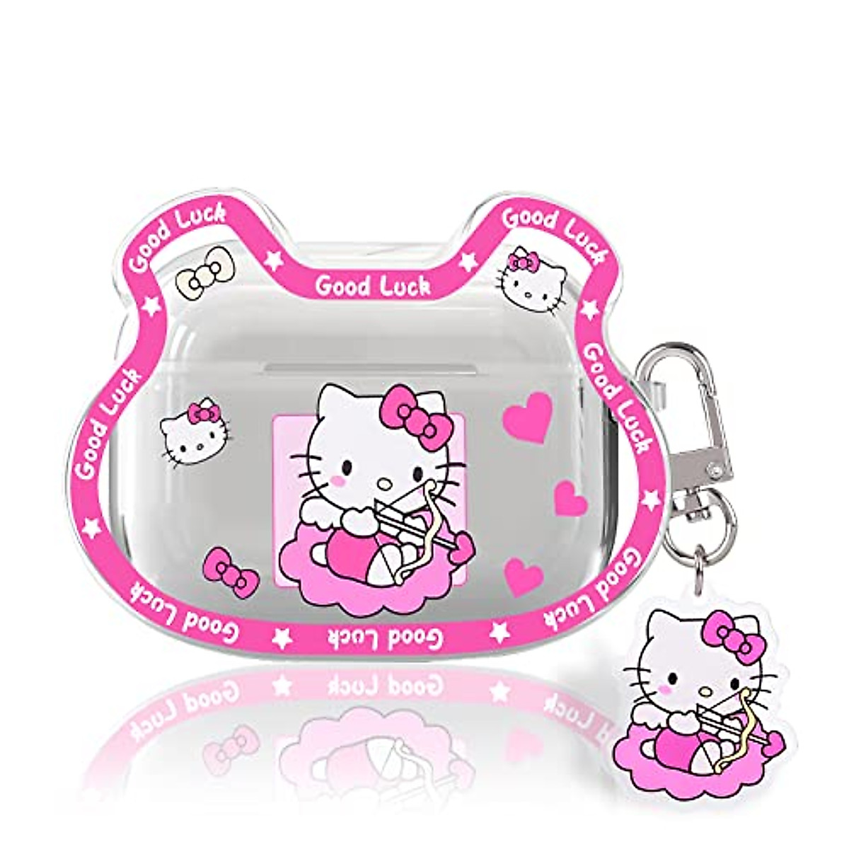Cute Cat Case for AirPod 3rd Generation Cover with Loverly Cartoon Anime Funny Kawaii Pink Cat Keychain for Women Girls Kids,Clear Shockproof Protective Soft Silicone Cover for AirPod 3rd Generation