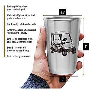 Golf Stainless Steel Pint Cups (Set of 4) - Unique Birthday, Christmas, or Father's Day Stackable Mug Gift for Men, Dads, and Coffee Lovers