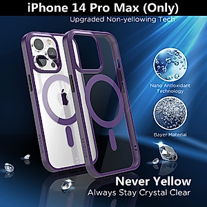 SUCGLES for iPhone 14 Pro Max Case with MagSafe [Ultra Strong Magnetic] [12FT Military Drop Protection] [Shockproof Bumper] Slim Thin Mag Safe Promax Phone Cover for Apple 14pro Max (Deep Purple)
