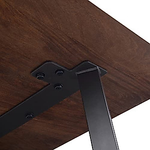 SIMPLIHOME Watkins SOLID MANGO WOOD 72 inch x 36 inch Rectangle Industrial Contemporary Dining Table with Inverted Metal Base in Dark Brown, for the Dining Room and Kitchen, Industrial Contemporary