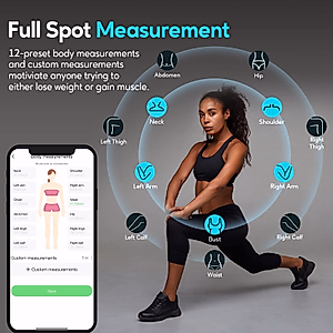 arboleaf Digital Body Measuring Tape, 60in Body Tape Measure, Bluetooth Measuring Tape for Body Measurements, Body Measurement Tape for Weight Loss, Locking, Retractable