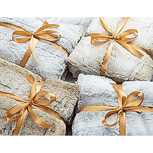 Chanasya Faux Fur Ombre Throw Blanket - Super Soft, Lightweight Minky Blanket with Fuzzy Sherpa Side - 50" x 65” - Brown