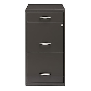 Hirsh Industries Space Solutions 18 inch 3 Drawer Metal File Cabinet with Pencil Drawer Charcoal