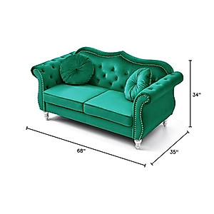 Glory Furniture Hollywood Velvet Loveseat in Green