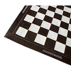 Stonkraft - 19" x 19" - Genuine Leather Chess - Dark Tan Colour | Roll-up Chess | Tournament Chess Board