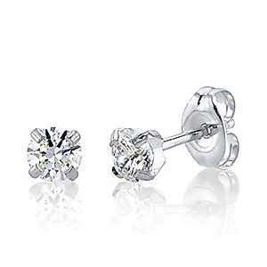 STUDEX Sensitive Cubic Zirconia Stud Earrings 4mm | Hypoallergenic and Nickel Safe for Sensitive Ears | Surgical Stainless Steel Posts | High Fashion Earrings for Women and Men PR-742W-S