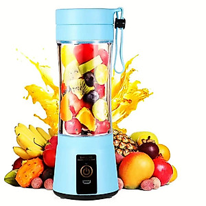 Aessdcan 1pc 380ML Portable Blender With 6 Blades Rechargeable USB, Personal Size Blender For Shakes And Smoothies,Traveling Fruit Veggie Juicer Cup (Blue)
