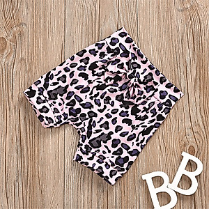 GRNSHTS Baby Girl Sister Matching Clothes Infant Little Sister Short Sleeve Romper+Leopard Shorts+Headband 3Pcs Outfits (Leopard Little Sister, 0-6 Months)