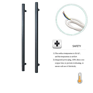 IxapA Wall Mounted Towel Warmer for Bath, Hardwired Electric Heated Towel Rack, 2 Vertical Heated Bars Towel Dryer 34.5X1.9X4.7 Inch