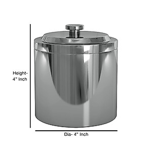 nu steel MR1H Merlot Collection Q-tip Holder, Bathroom Vanity Metal Storage Organiser, Canister, Jar Swabs, Round Cotton Balls, Shiny Chrome Finish