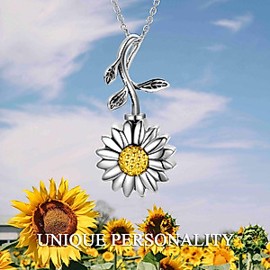 Sunflower Cremation Jewelry 925 Sterling Silver Urn Necklace Keepsake Ashes Hair Memorial Pendant Locket