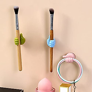 WAYUTO 12Packs Adhesive Hooks for Hanging Wall Decor Small Silicone Sticky Wall Hooks Damage Free Cord Holder Cute Hand Shape Utility Shower Hooks Hanger for Office Kitchen Bathroom