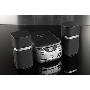 HDi Audio Modern Premium CD-526 Compact Micro Digital CD Player Stereo Home Music System with AM/FM Tuner Aux-in & Headphone Jack (Black/Silver)
