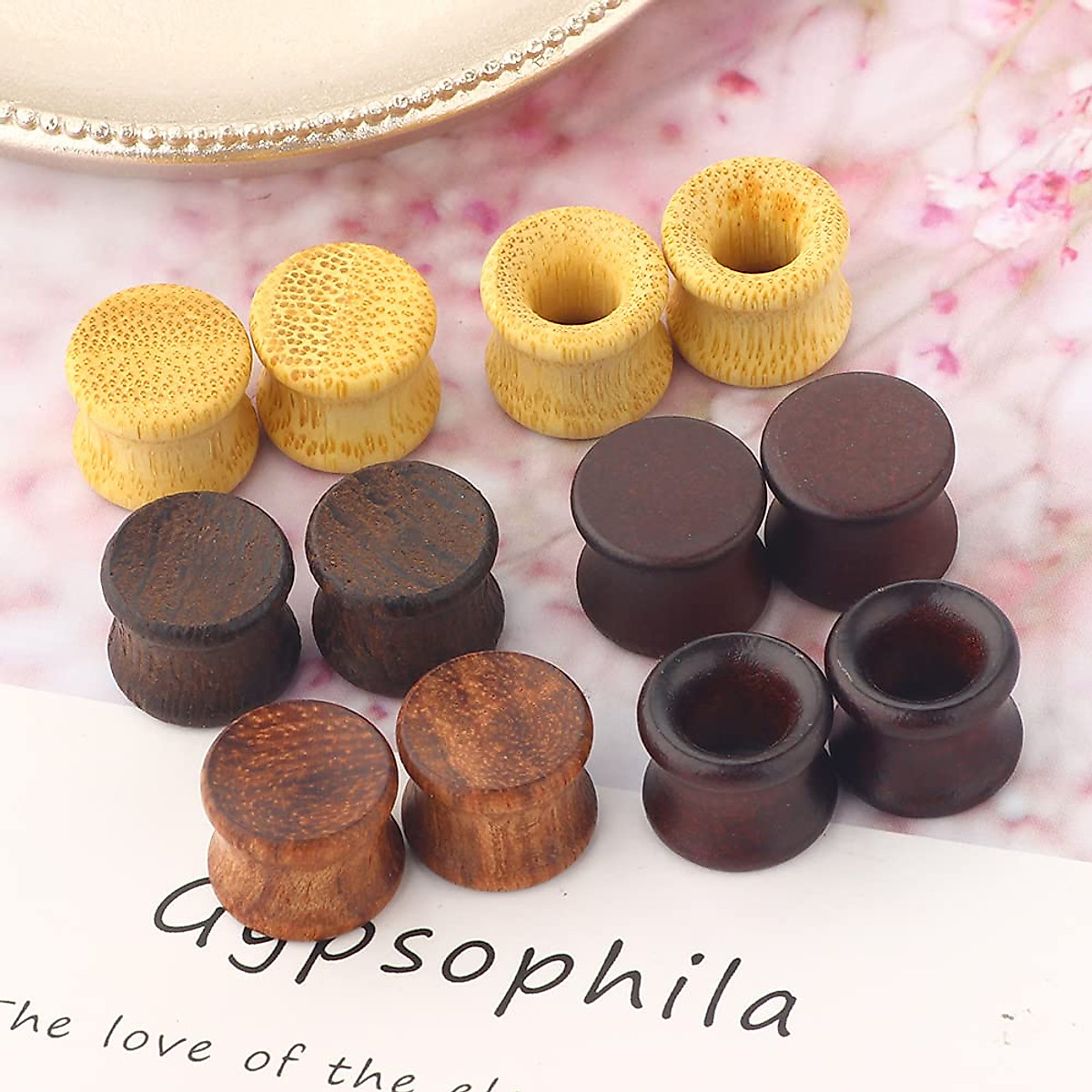 12pcs Wooden Gauges For Ear Nature Wood Tunnels Earrings Plugs Vintage Body Piercings Saddle Stretchers Set 2G-20mm