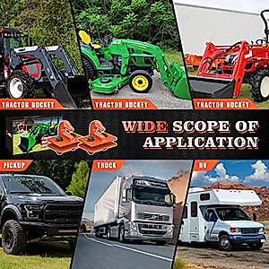 AMBULL 2 Pack 3/8" Tractor Bucket Grab Hook Grade 70 Forged Steel Bolt On Grab Hook Tow Hook Mount with Backer Plate,Work Well for Tractor Bucket, RV, UTV,Truck, Max 15,000 lbs, Orange