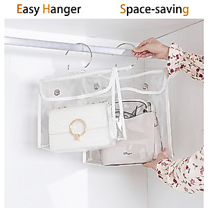 Holgosiu Handbag Dust Bag Clear Handbag Storage Transparent Handbag Organizer Clear Purse Storage Organizer Anti-dust Storage Bag for Closet PVC Handbag Dust Cover Clear Hanging Shelves, 3 Sizes