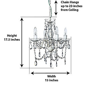 gypsy color The Original 4 Light Crystal White Hardwire Flush Mount Chandelier H17.5”xW15”, White Metal Frame with Clear Glass Stem and Clear Acrylic Crystals & Beads That Sparkle Just Like Glass