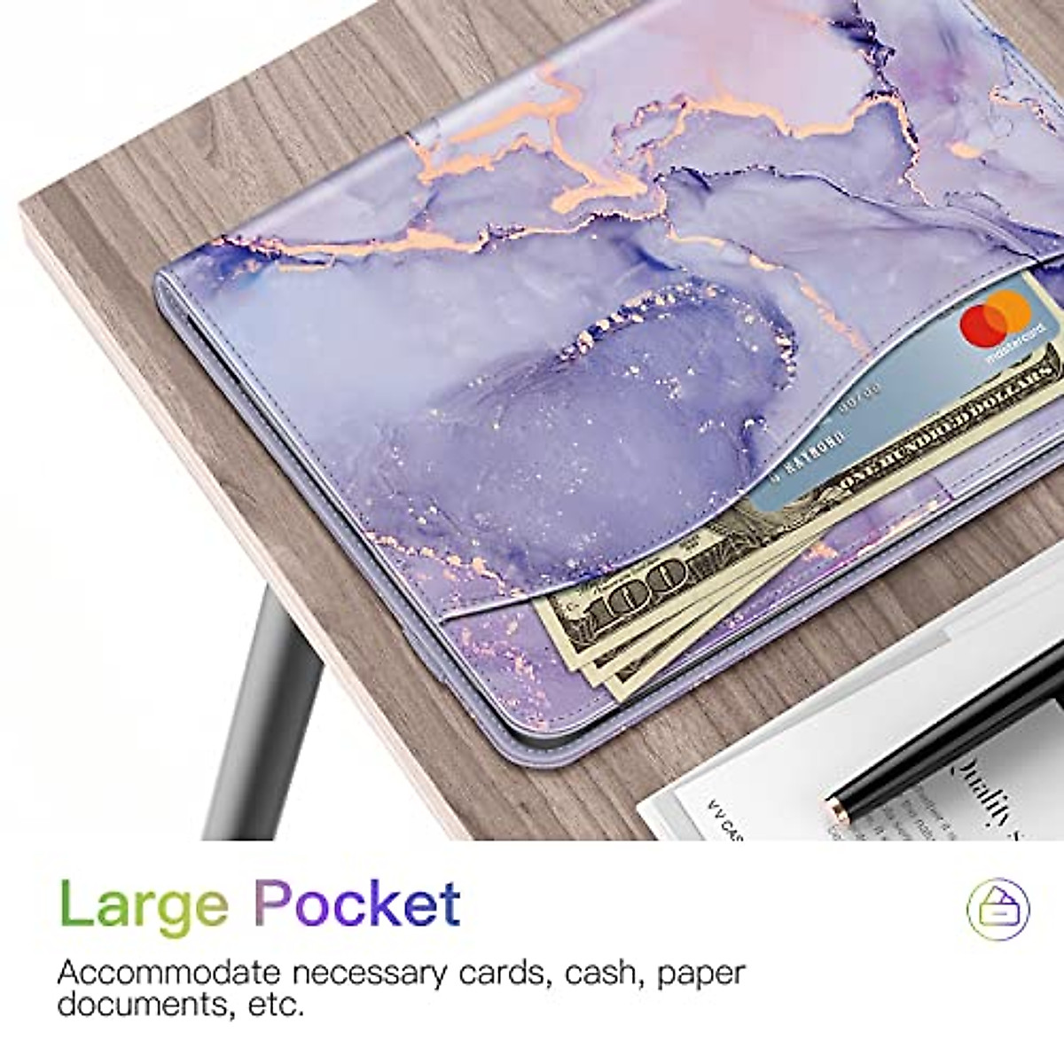 Fintie Case for iPad Air 5th Generation (2022) / 4th Generation (2020) 10.9 Inch, Multi-Angle Viewing Protective Cover with Pencil Holder & Pocket, Auto Sleep/Wake, Lilac Marble